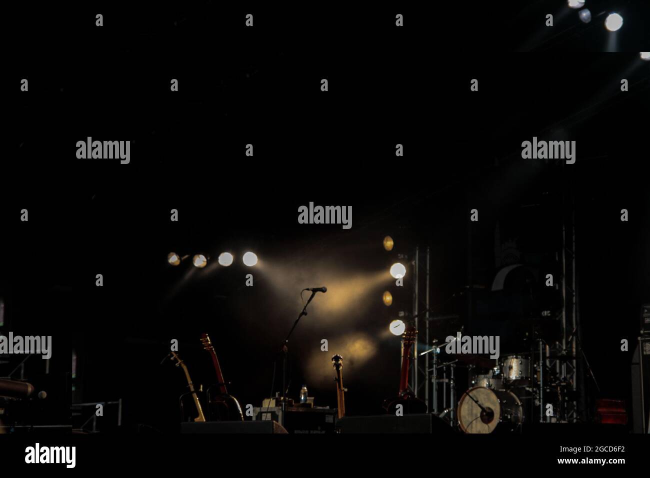 Archive image for wallpaper or background: a stage set up for a band to ...