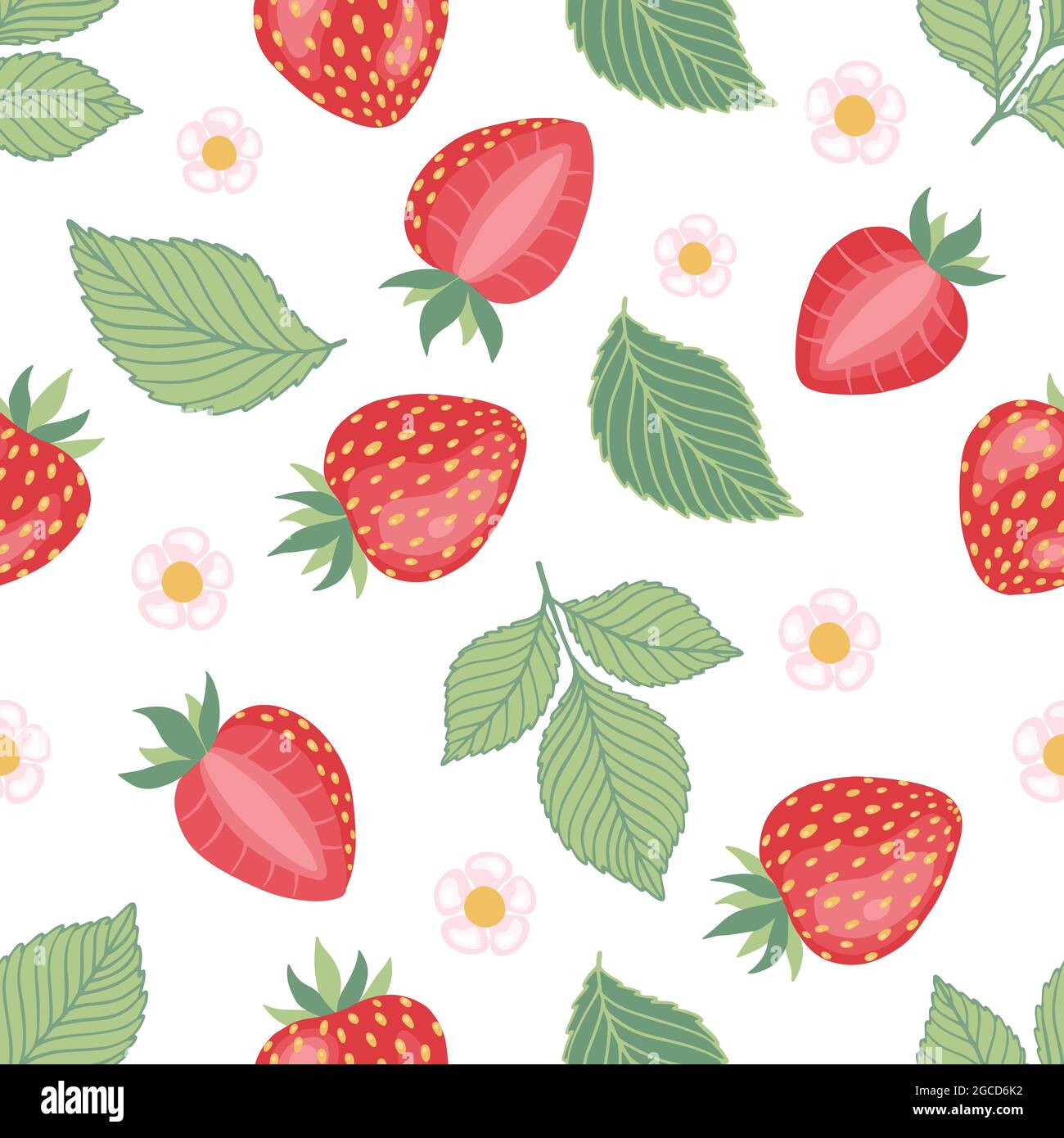 Cartoon bright strawberries seamless pattern. Vector background of ...