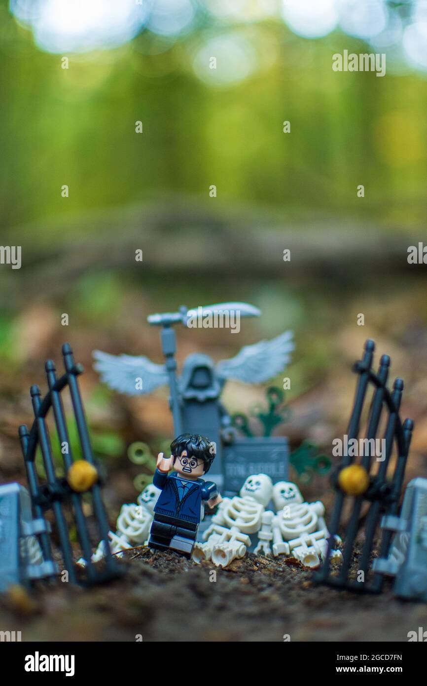 Lego minifigure run from cementary Stock Photo - Alamy