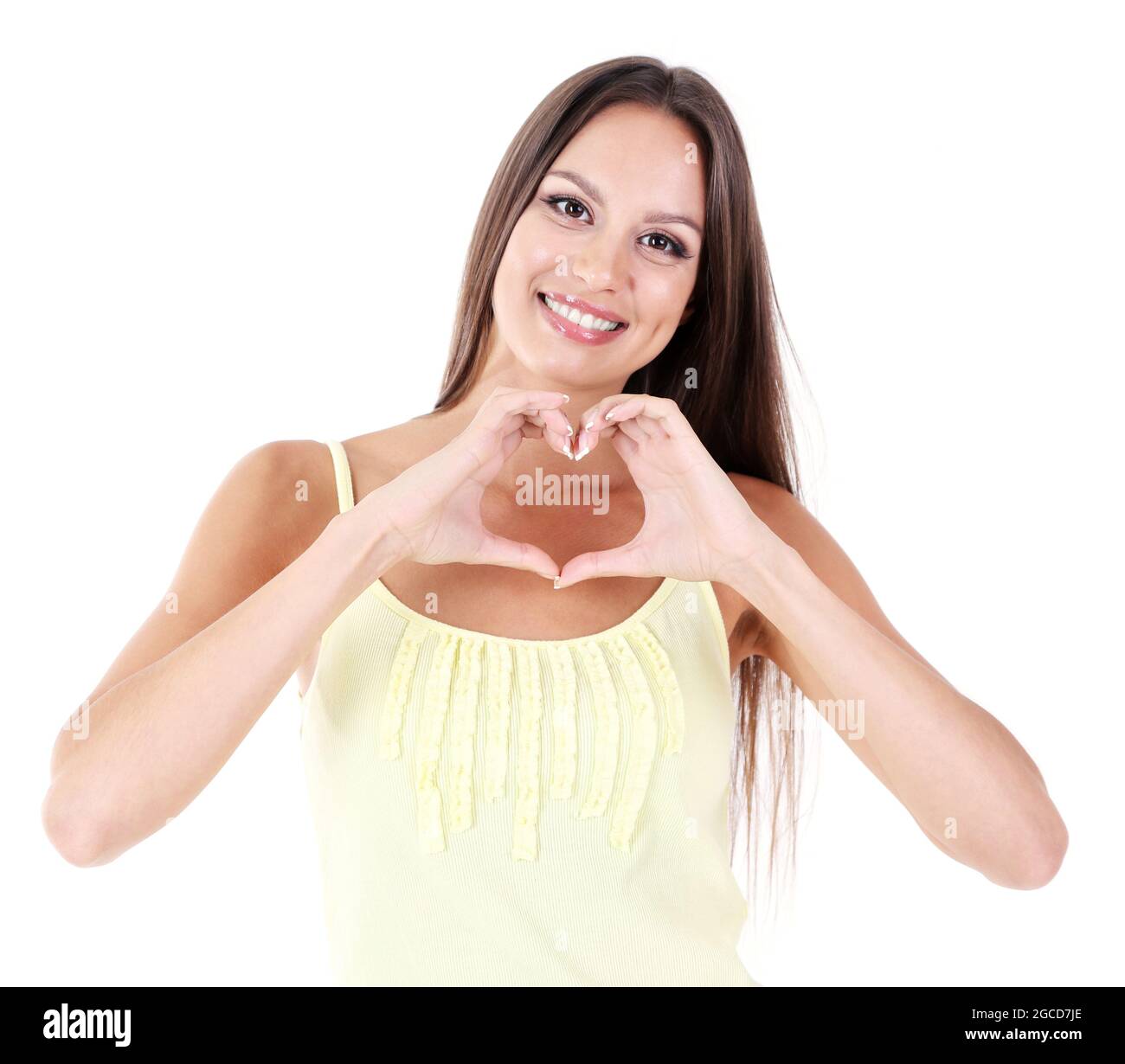 Loving a young girl isolated on white Stock Photo - Alamy