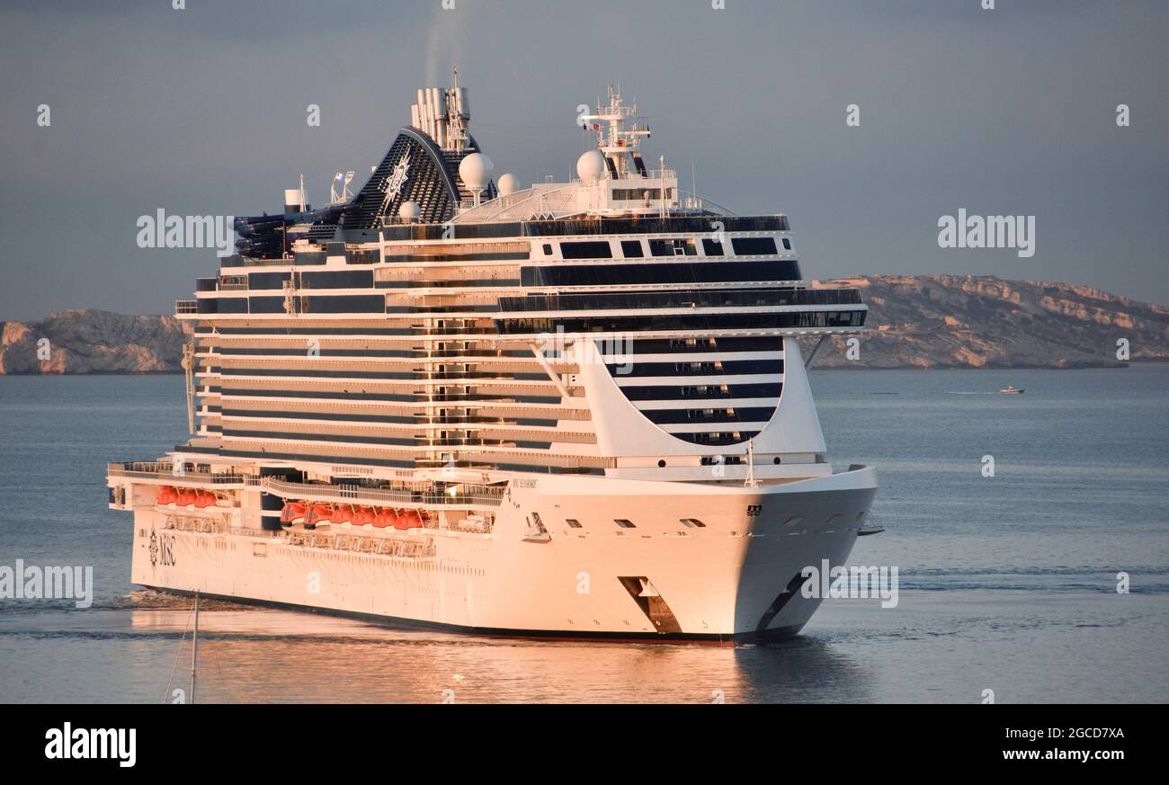 The liner “MSC Seashore” cruise ship arrives at the French ...