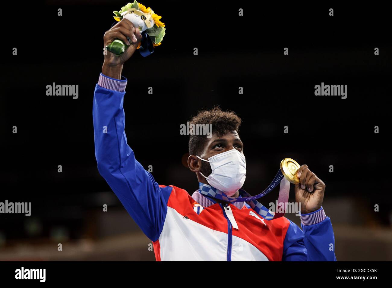 Tokyo, Japan. 8th Aug, 2021. Andy Cruz of Cuba reacts at the awarding ...