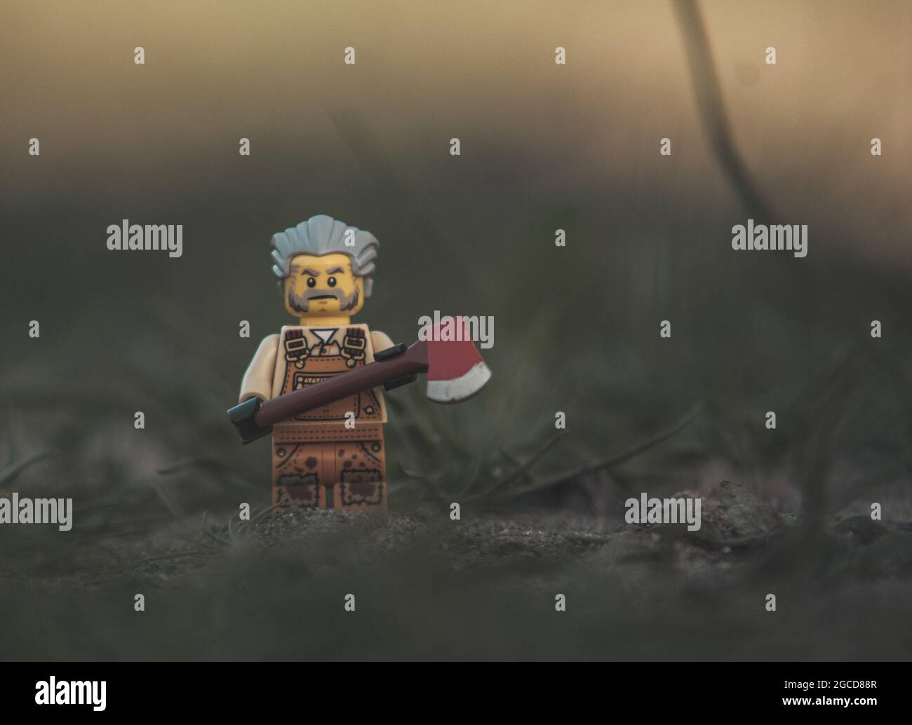 Lego minifigure guy with axe Stock Photo - Alamy