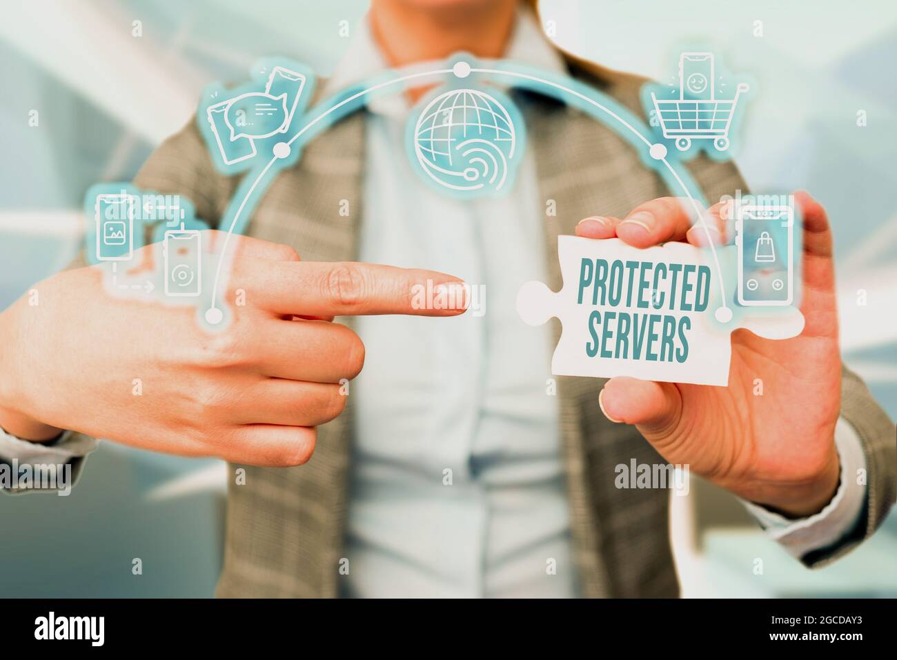 Text showing inspiration Protected Servers. Business showcase ...