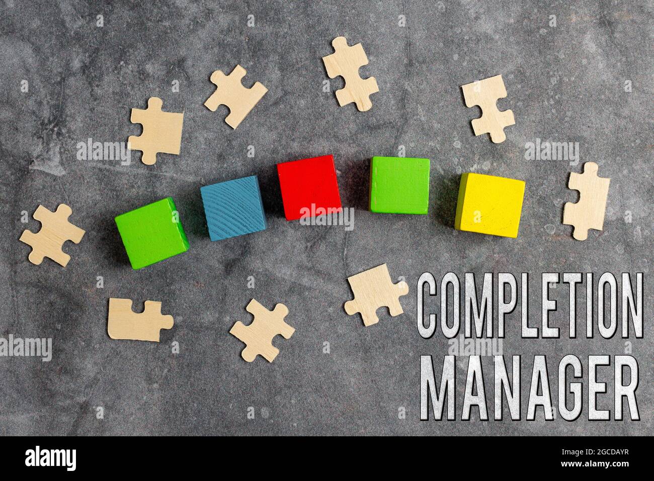 Sign displaying Completion Manager. Business concept oversees all ...