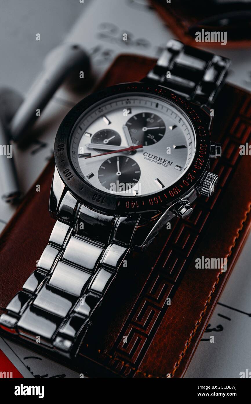 Hand steel watch Stock Photo - Alamy