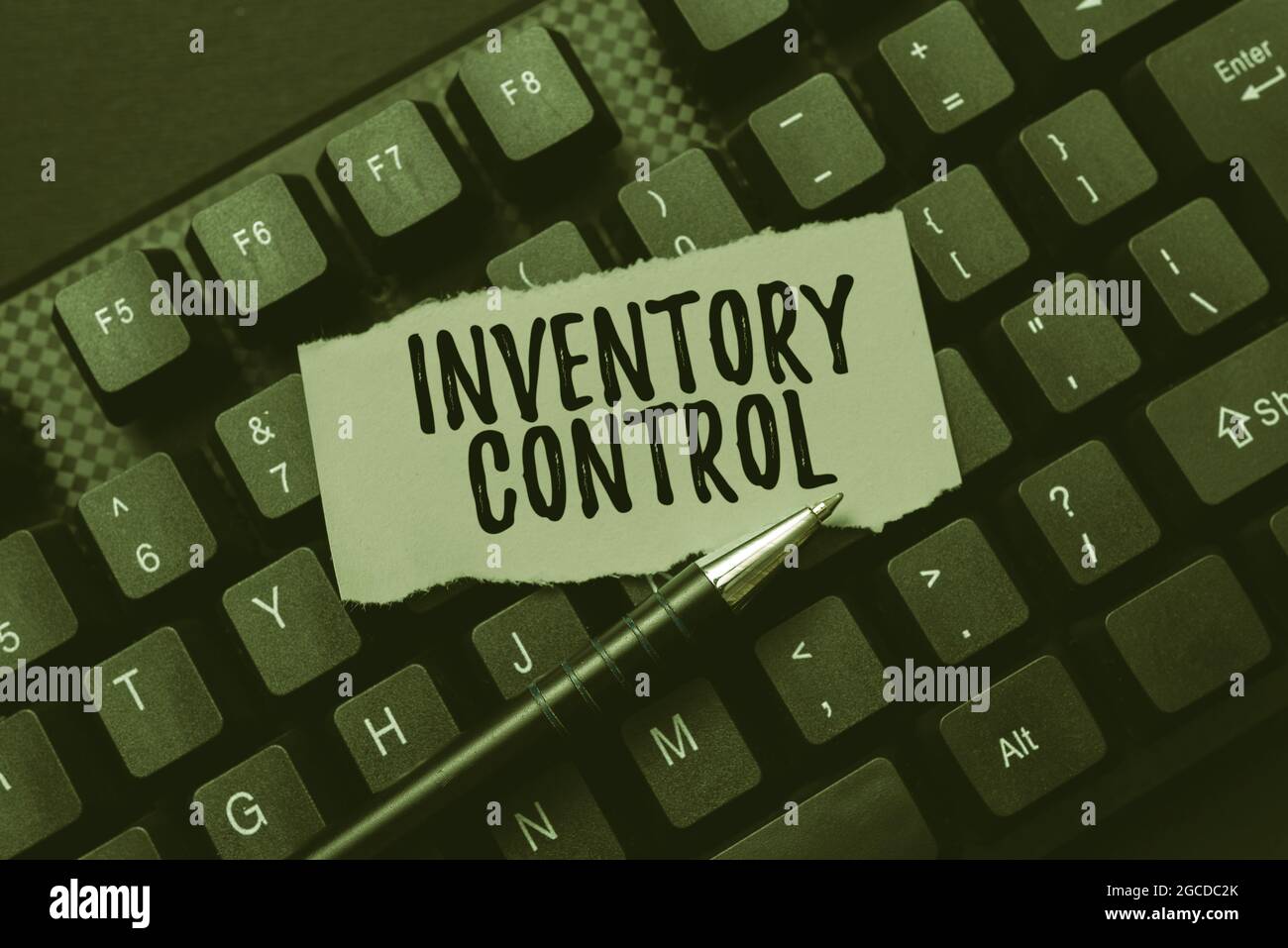 Sign displaying Inventory Control. Business overview regulating and ...