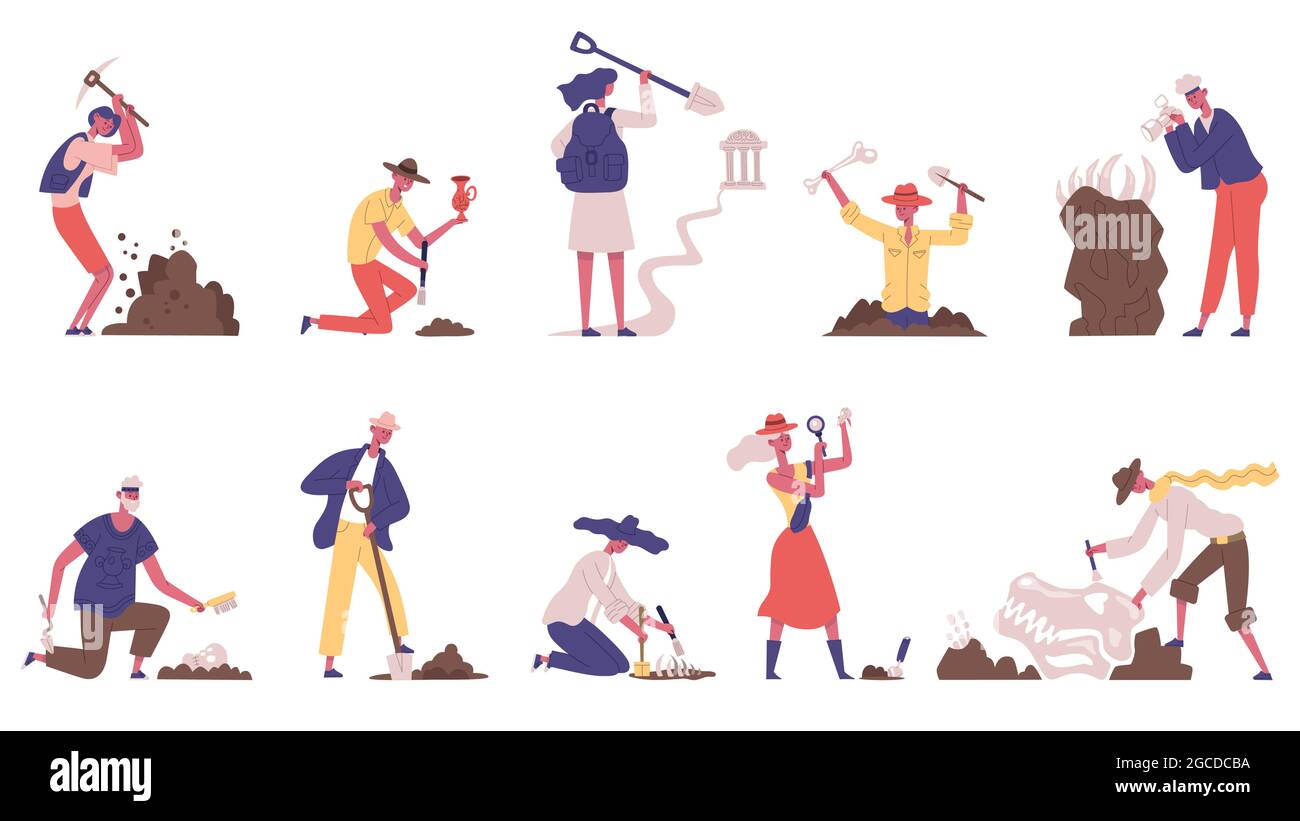 Archaeologists people archaeological historical artefacts excavation ...