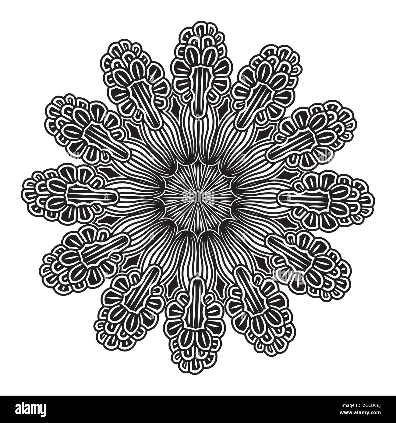 geometric round ornamental abstract line art design with retro carve ...