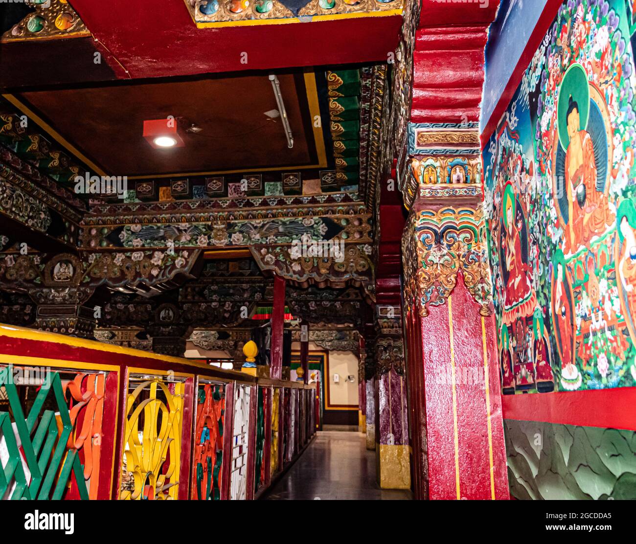 old buddhist monastery decorated wall from low angle image is taken at ...