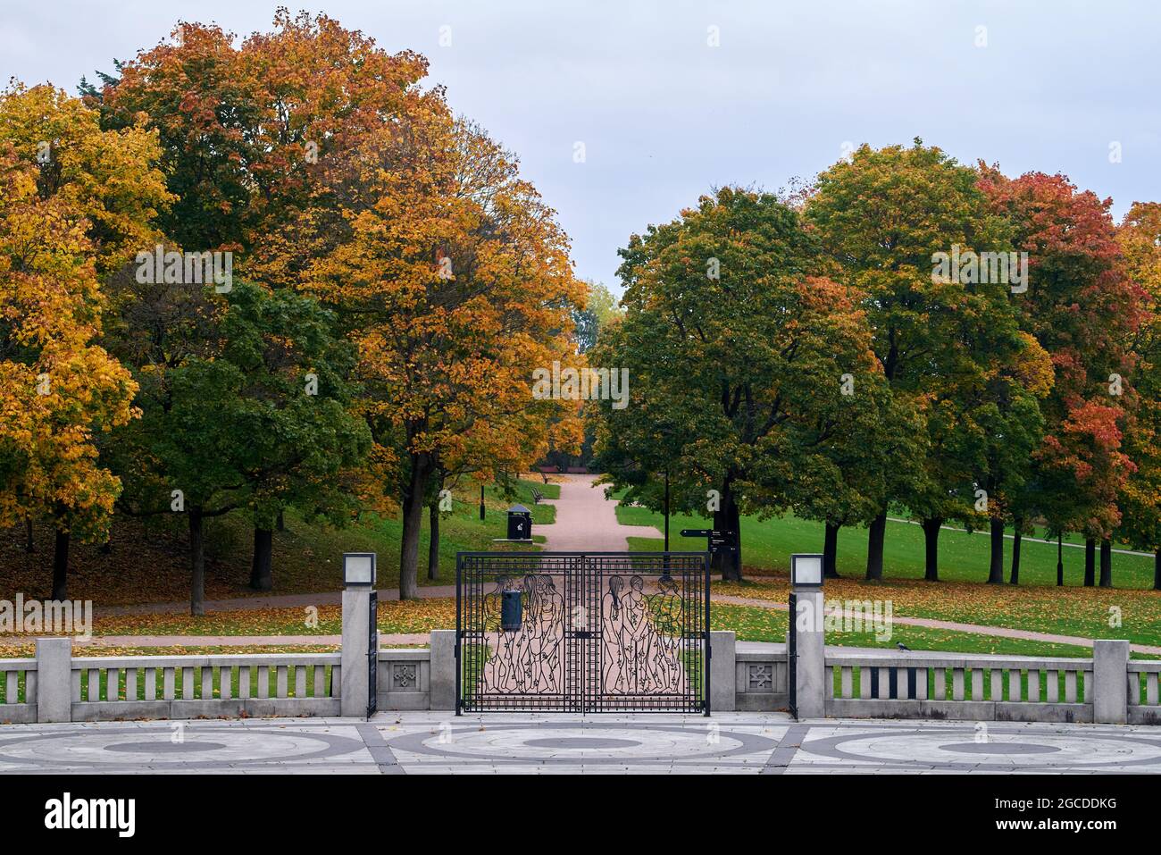OSLO, NORWAY - Oct 03, 2020: The colorful trees in Frogner Park at ...