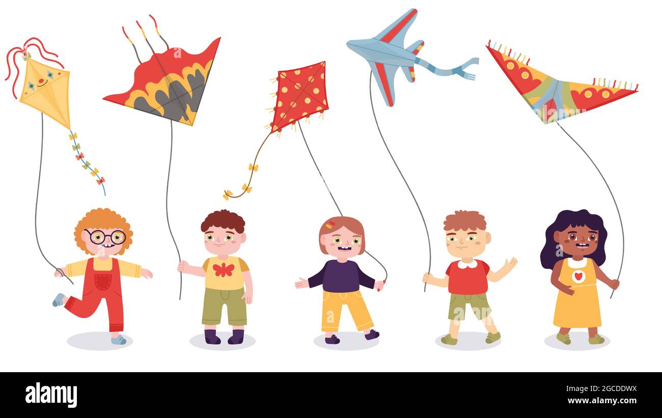 Girls flying kites Stock Vector Images - Alamy