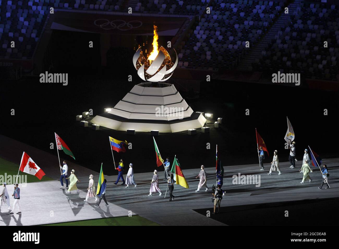 Olympic stadium tokyo flags hi-res stock photography and images - Alamy