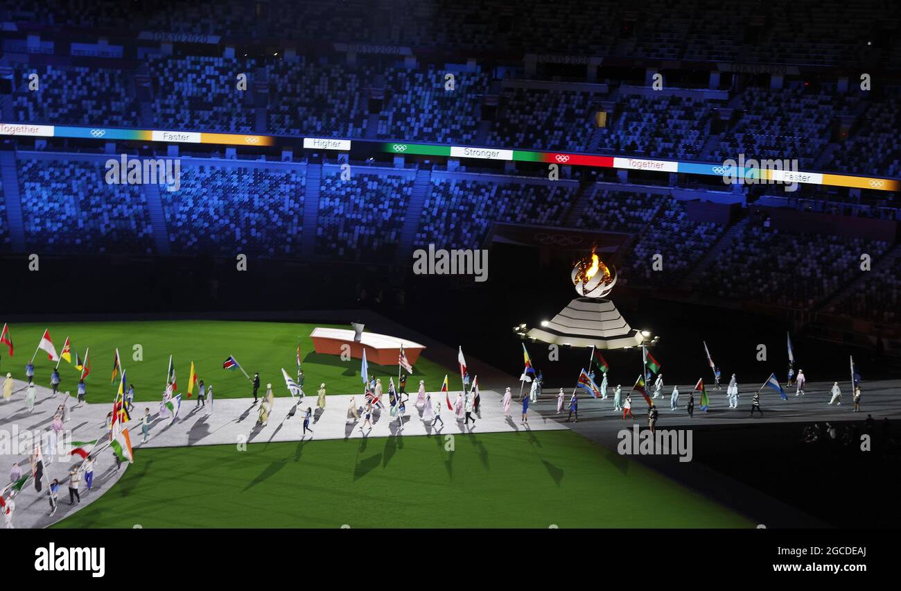 Olympic stadium tokyo flags hi-res stock photography and images - Alamy
