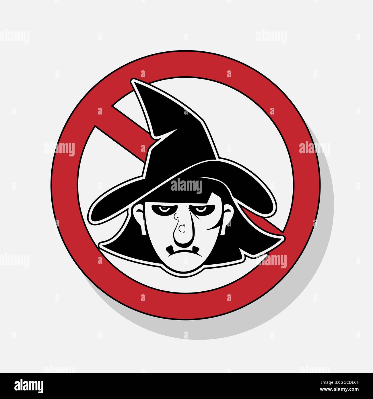 road sign banning witches head on white isolated background vector ...