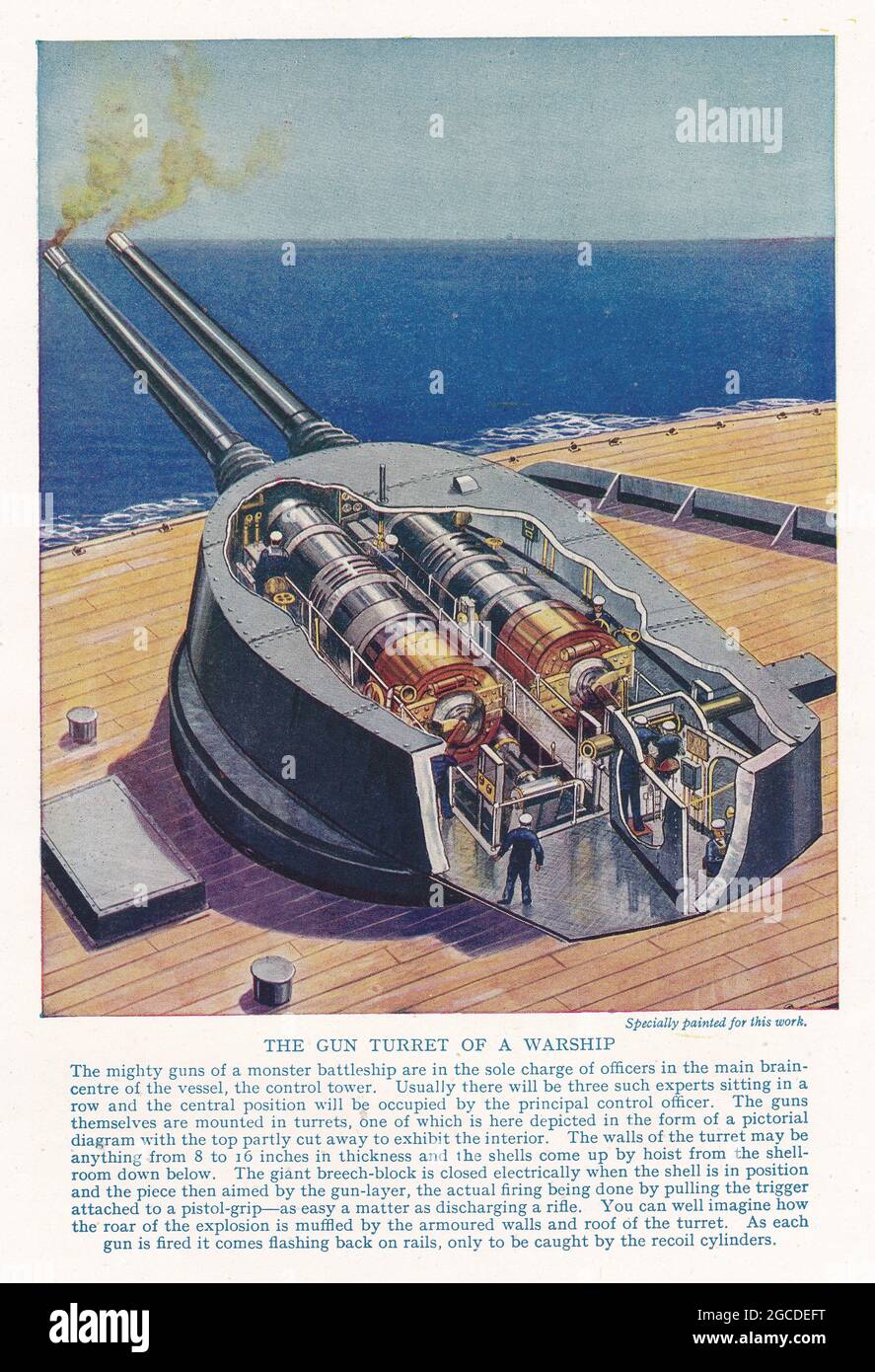 Vintage illustration / diagram of a gun turret of a warship 1900s Stock ...