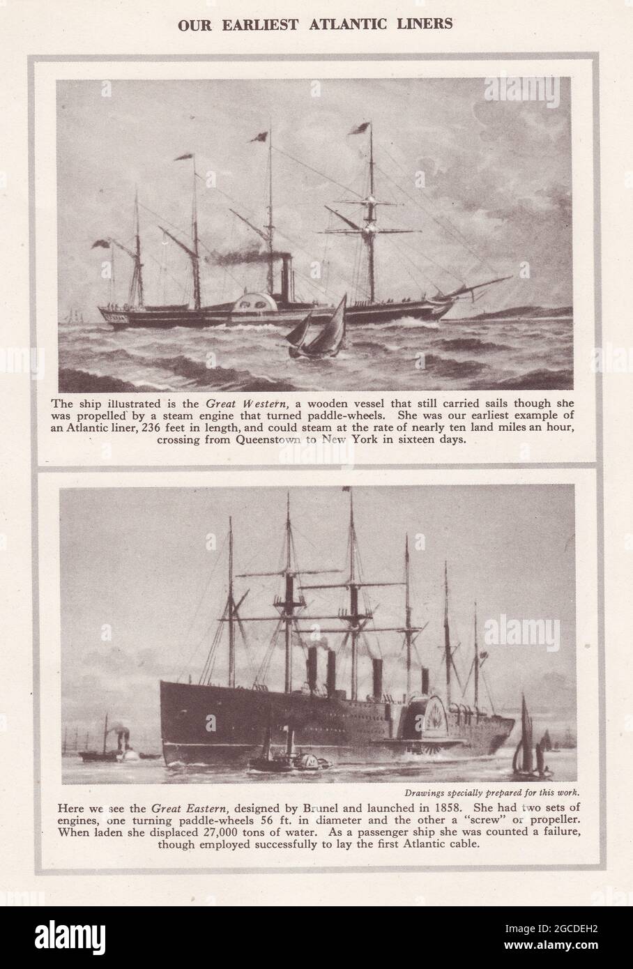 Vintage illustrations of the Great Western ship Stock Photo - Alamy