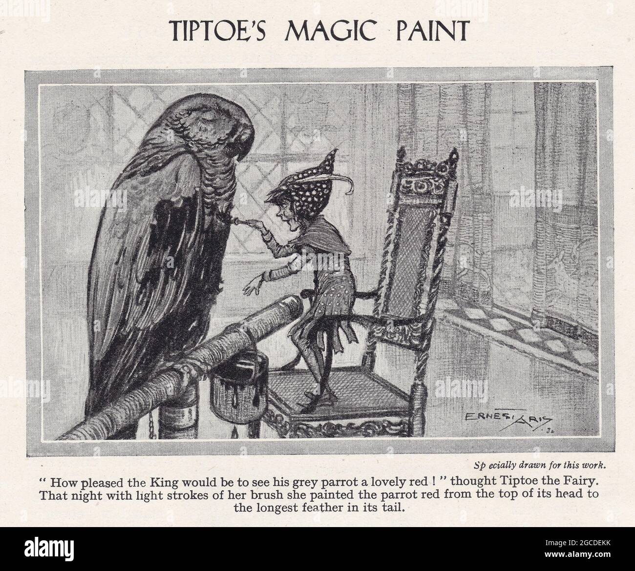 Vintage illustration of Tiptoe the Fairy on his adventures / Tiptoe's ...