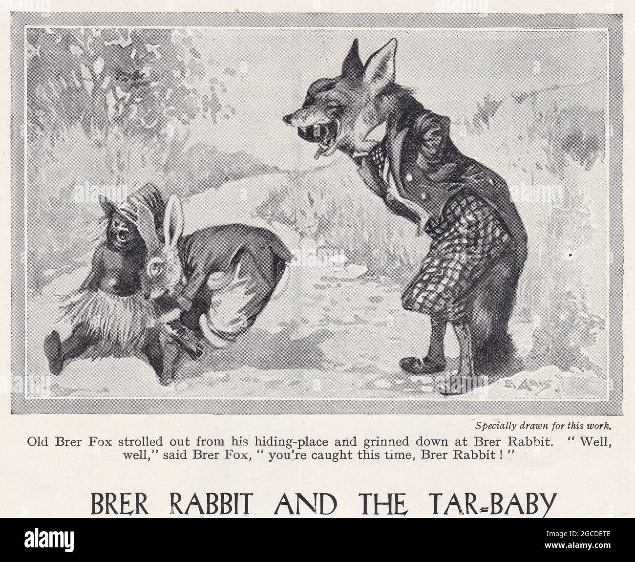 Vintage illustration of Brer Rabbit and The Tar Baby Stock Photo - Alamy