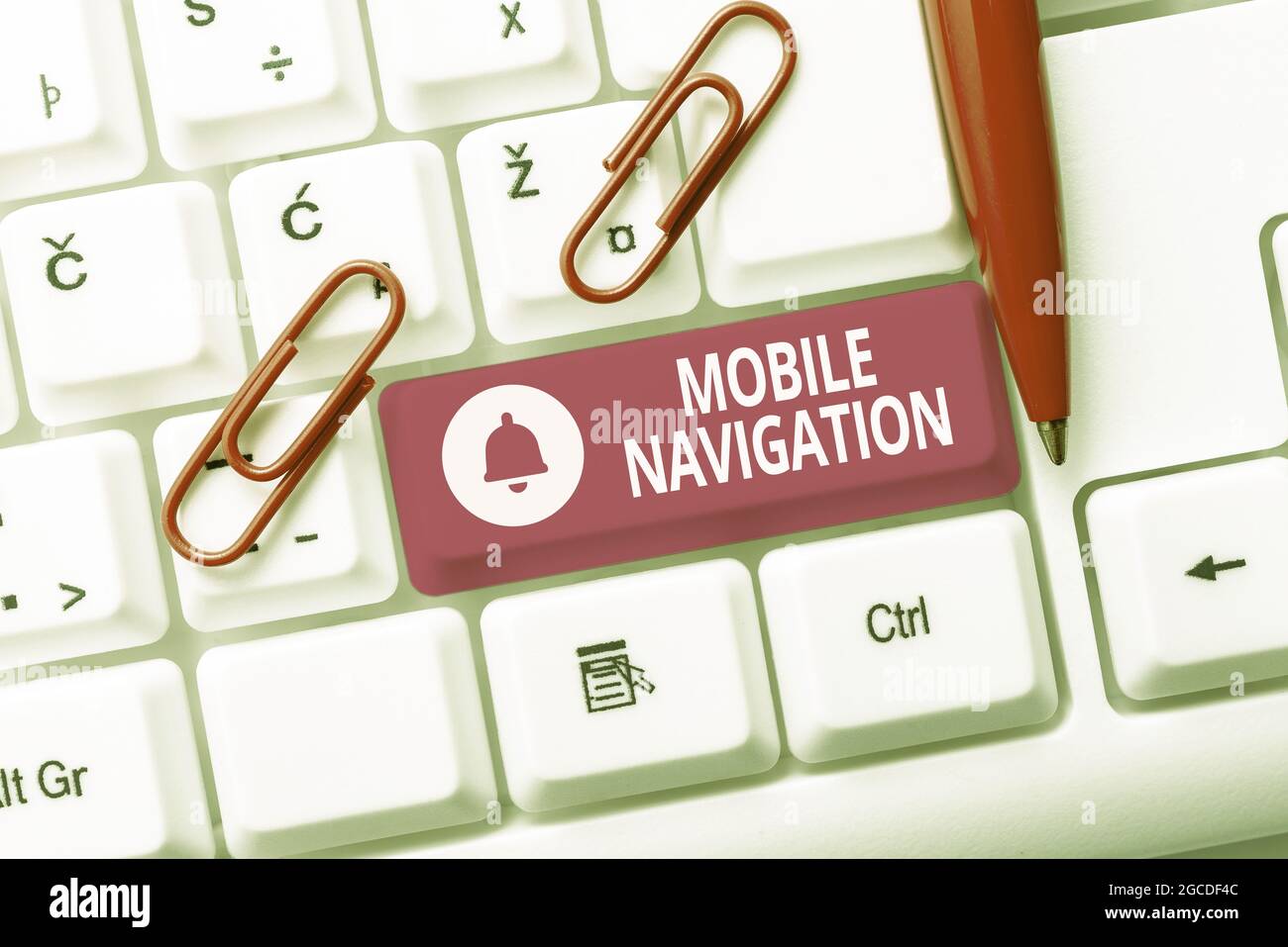 Text caption presenting Mobile Navigation. Internet Concept graphical ...
