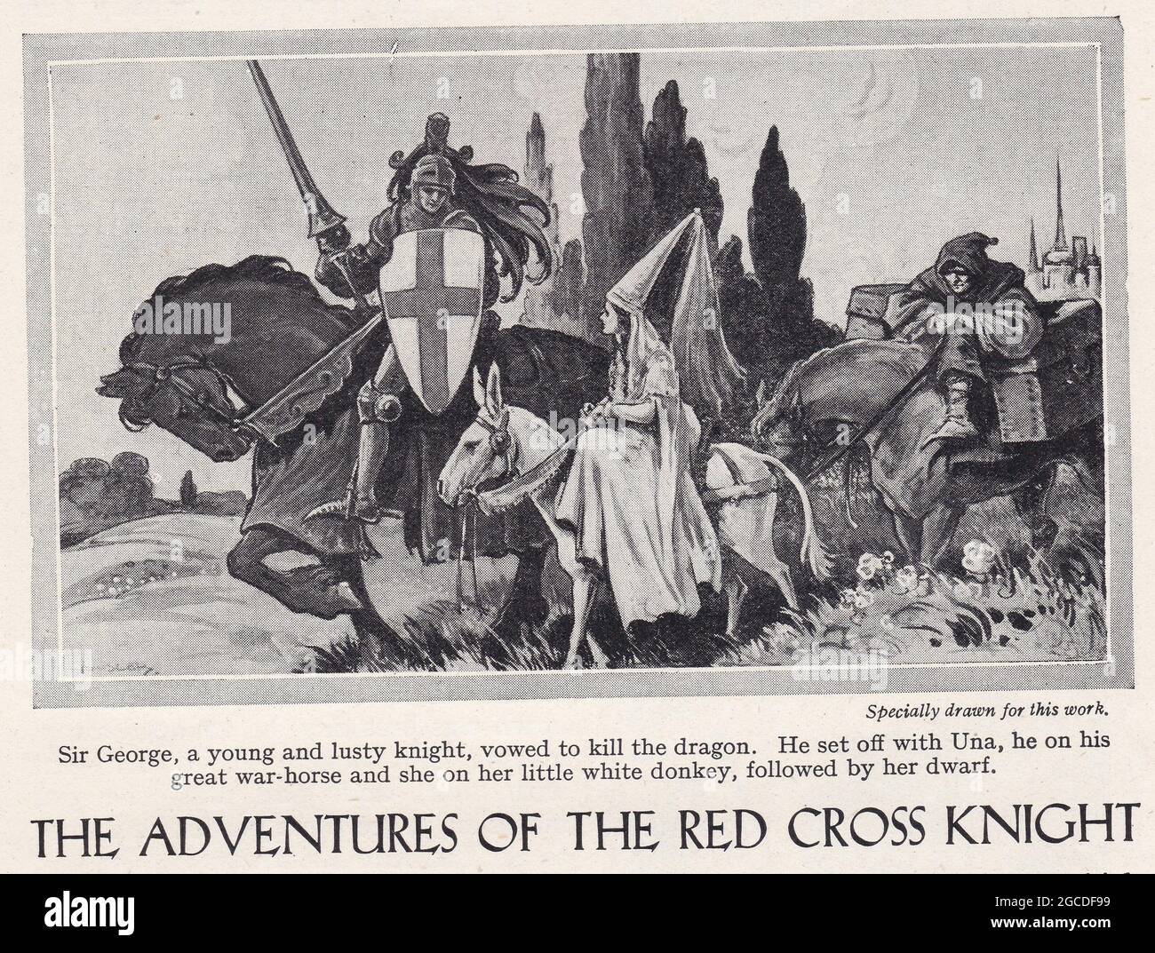 Vintage illustration of The Adventures of The Red Cross Knight Stock ...