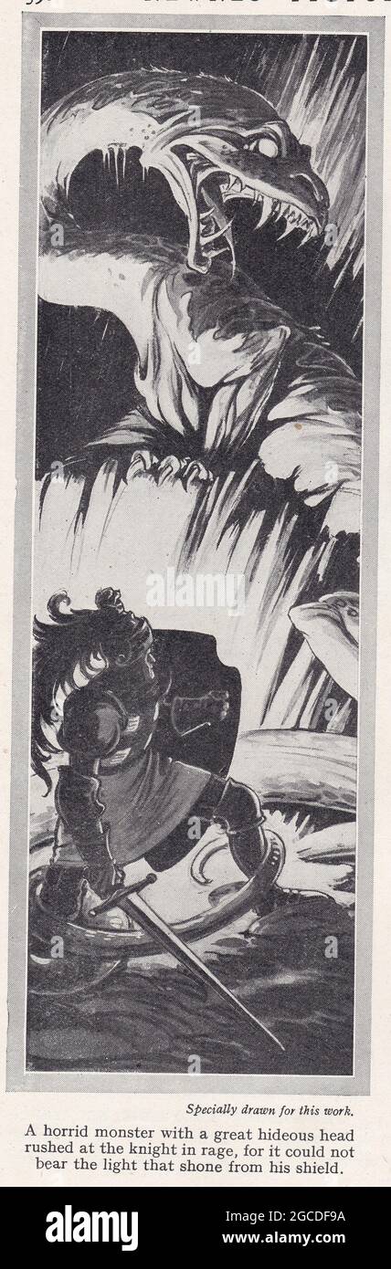 Vintage illustration of The Adventures of The Red Cross Knight Stock ...