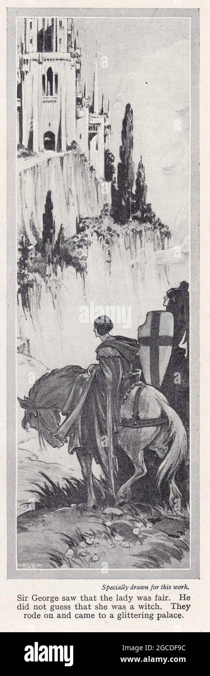 Vintage illustration of The Adventures of The Red Cross Knight Stock ...