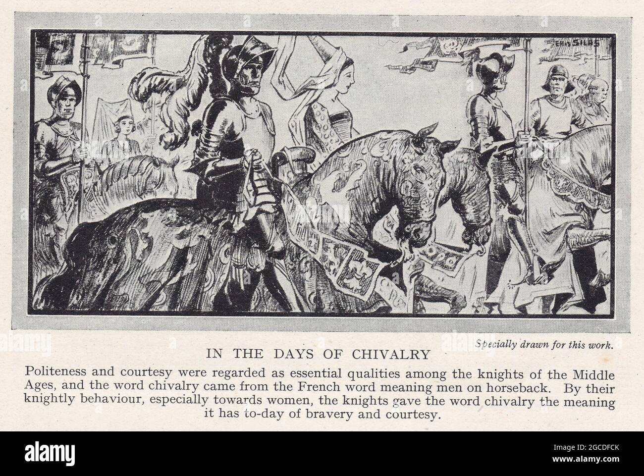 Vintage illustration of In The Days of Chivalry - Knights in the Middle ...