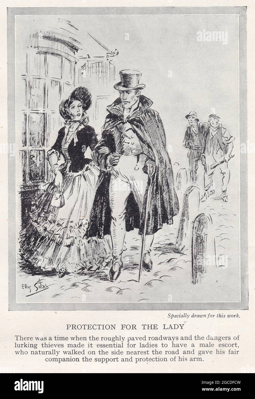 Vintage illustration 'Protection for the Lady' Stock Photo - Alamy
