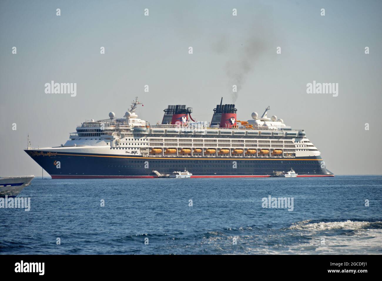 DISNEY CRUISE LINES' DISNEY MAGIC at anchor in the bay at VILLEFRANCHE ...