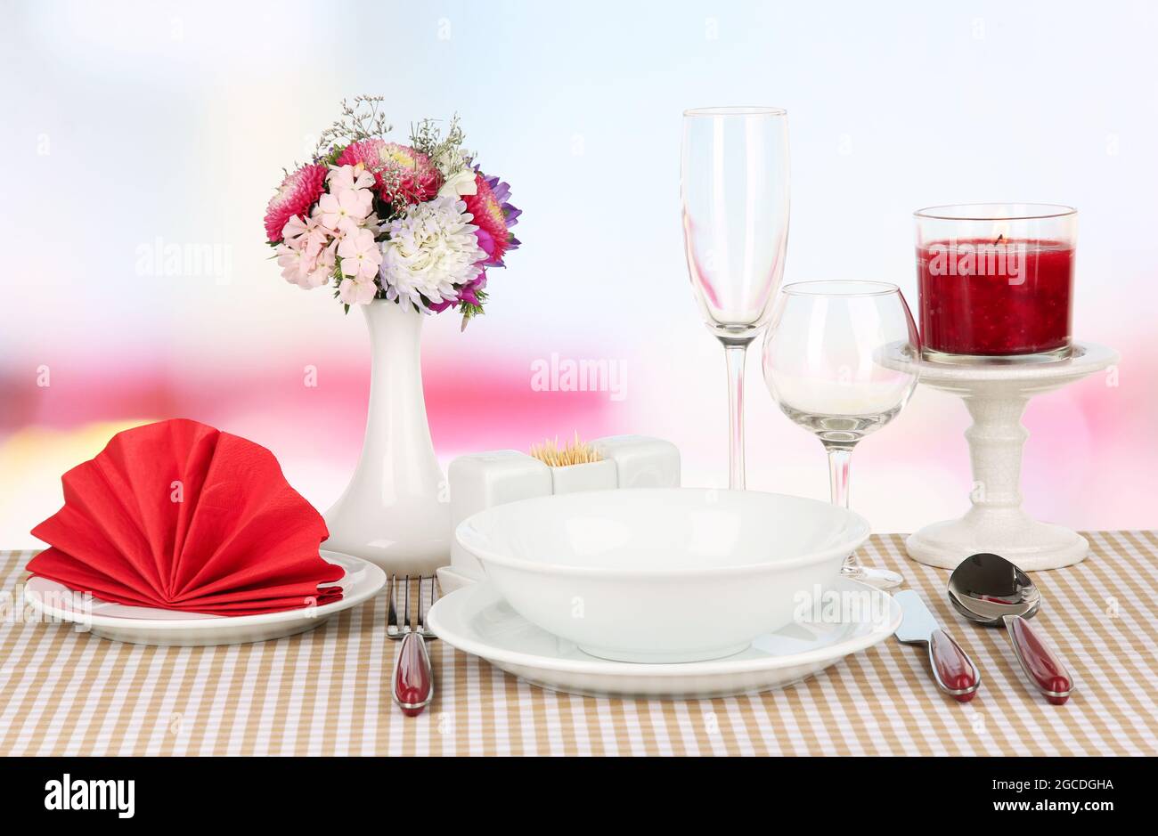 Beautiful table setting for breakfast Stock Photo - Alamy