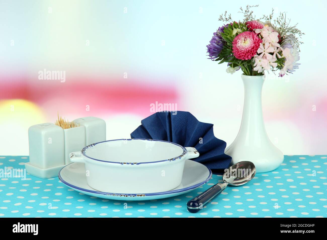 Beautiful table setting for breakfast Stock Photo - Alamy