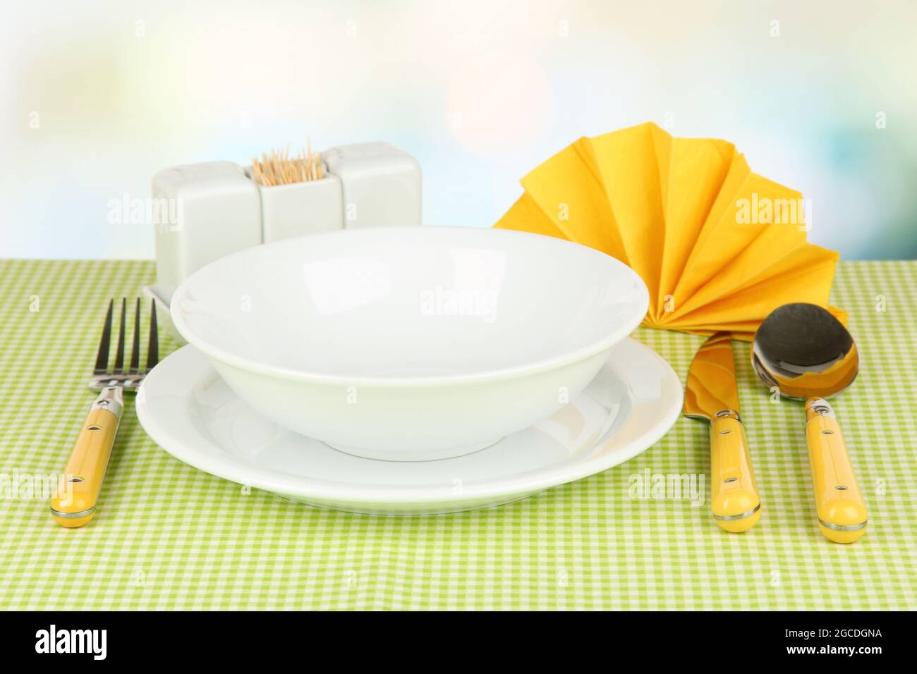Beautiful table setting for breakfast Stock Photo - Alamy