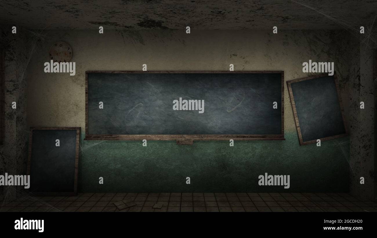 horror and creepy classroom in the school. 3D rendering Stock Photo - Alamy
