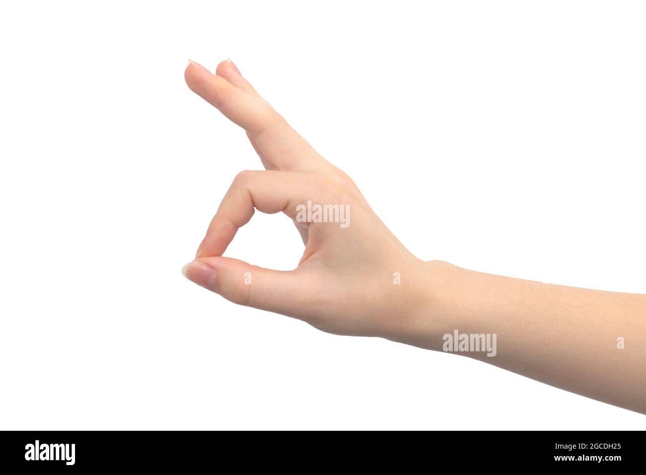 Hand gesture ok, isolated on a white background, young female hand ...