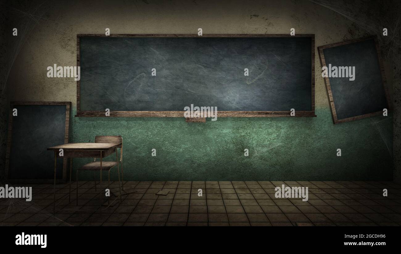 horror and creepy classroom in the school. 3D rendering Stock Photo - Alamy