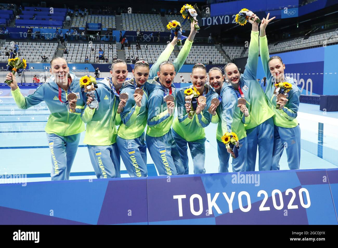 Team Ukraine Bronze Medal during the Olympic Games Tokyo 2020, Swimming ...