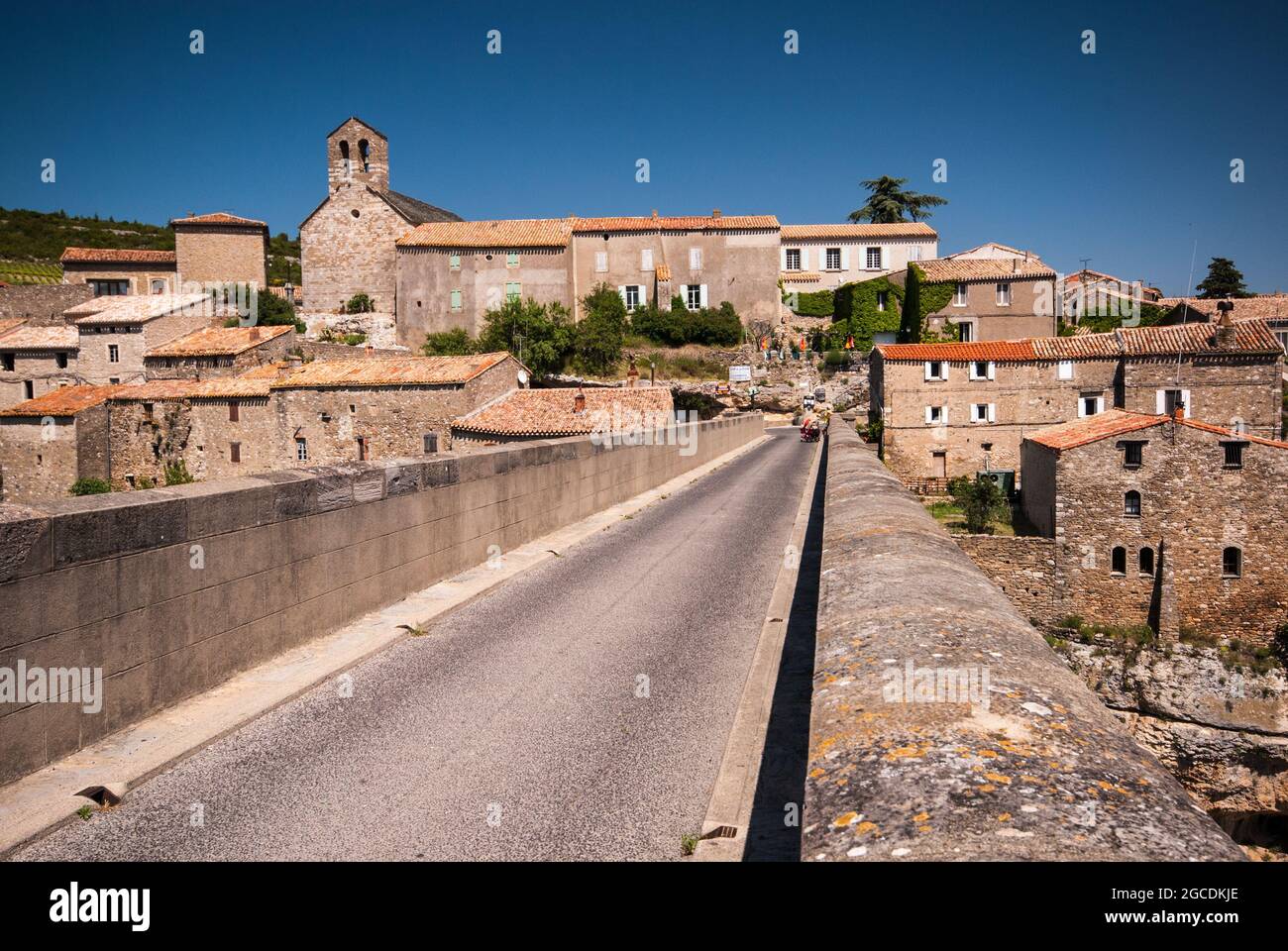 The historic bridge over the deep river valley into the medieval ...