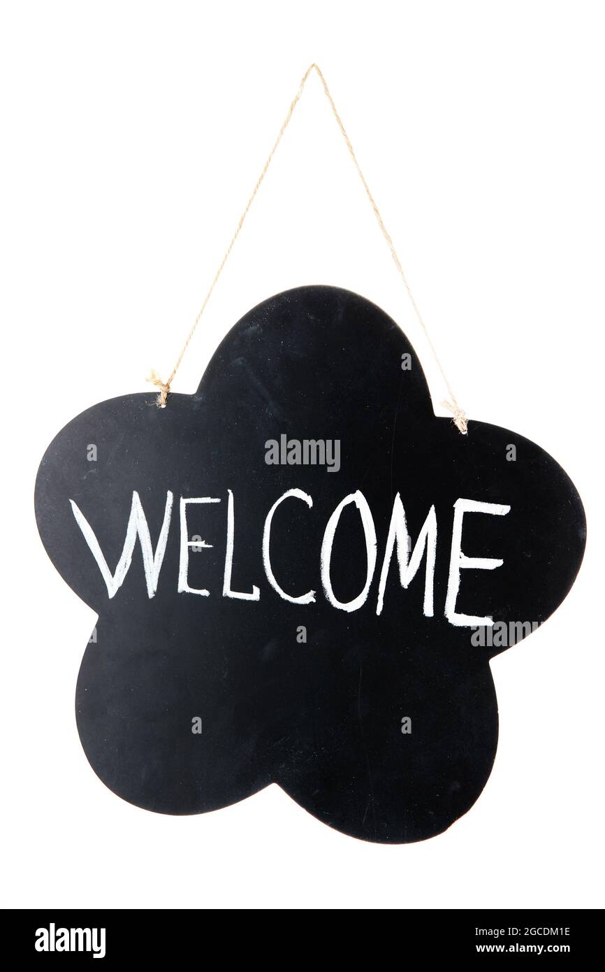 Chalkboard with sign isolated on white Stock Photo - Alamy