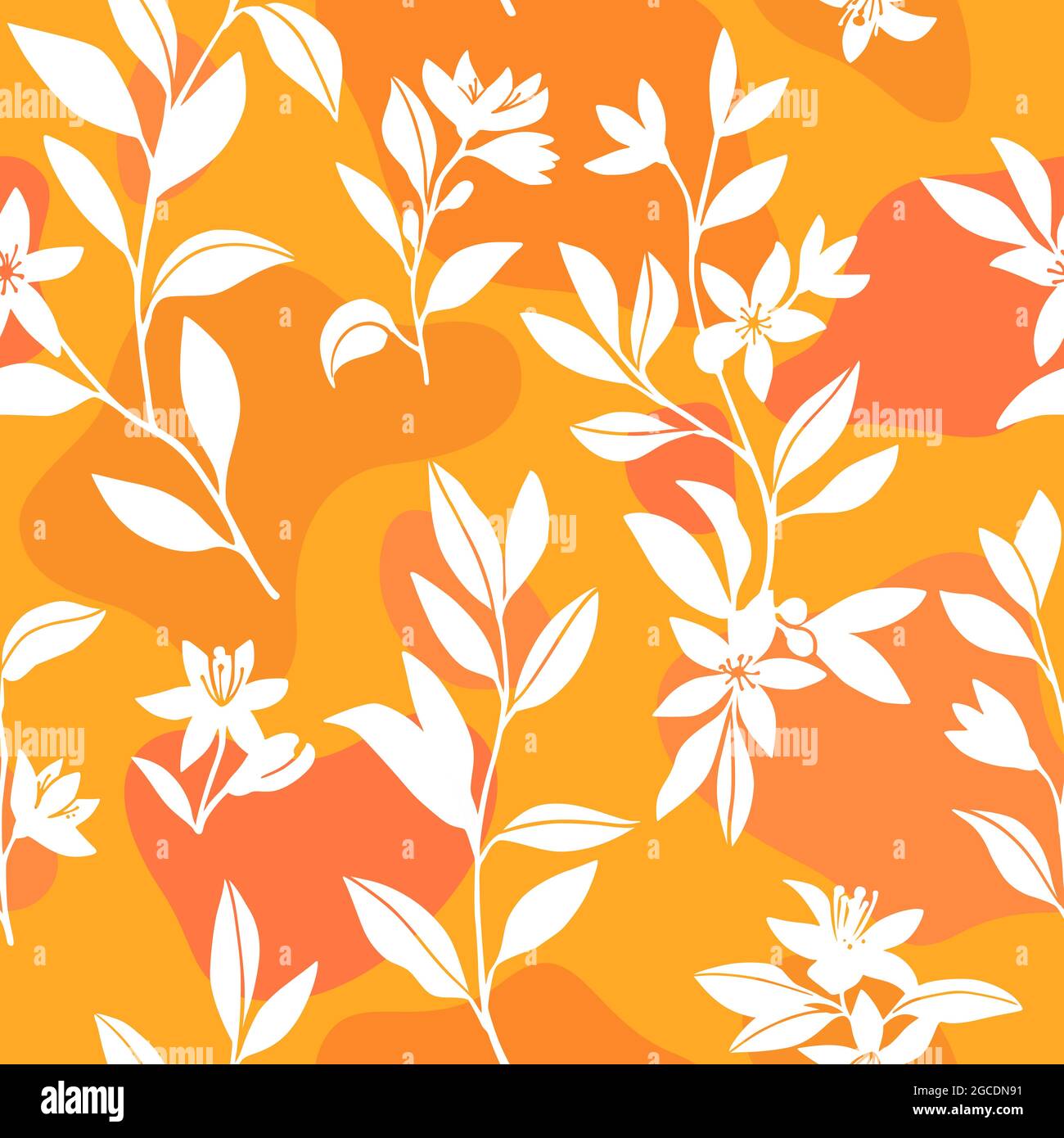 Seamless pattern with citrus flowers on a yellow background Stock ...