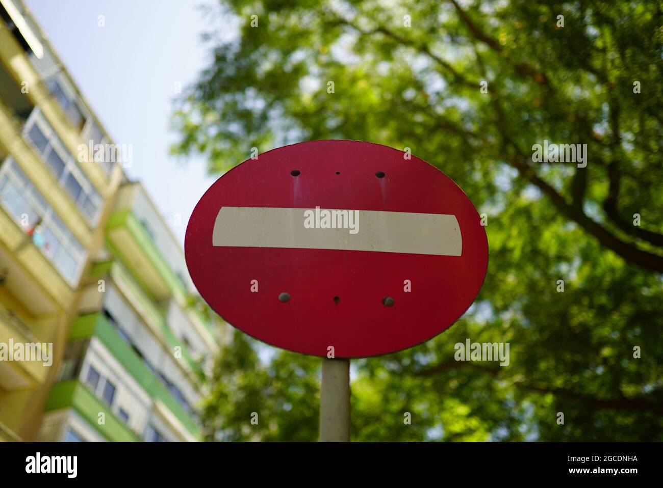 A traffic sign "NO ENTRY" on the street Stock Photo - Alamy