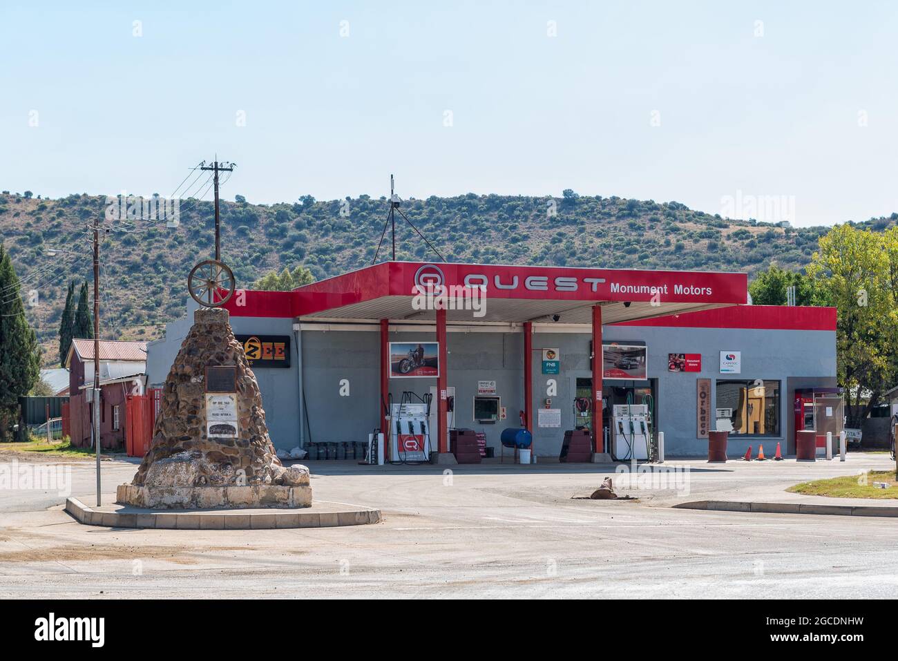 SMITHFIELD, SOUTH AFRICA - APRIL 23, 2021: A street scene, with a gas ...