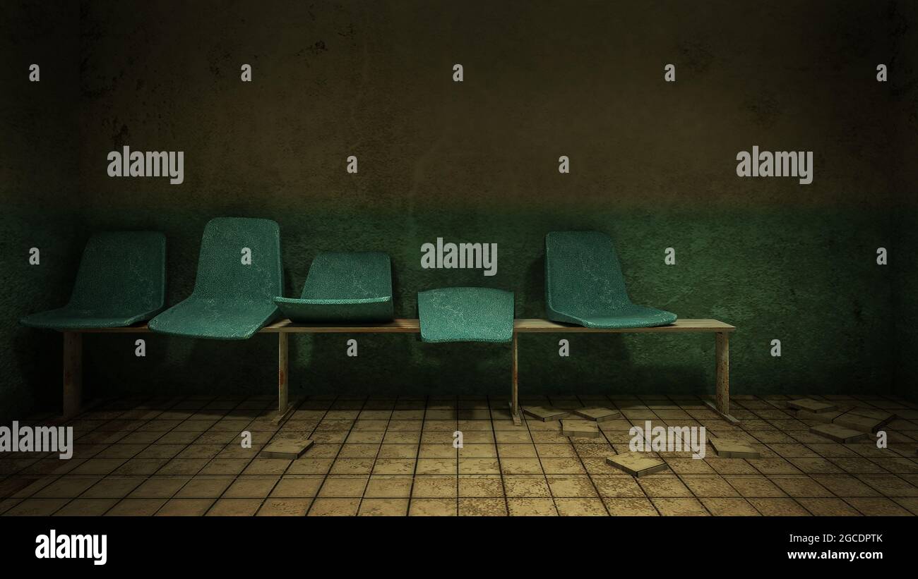 Horror and creepy seat waiting in front of the examination room in the ...