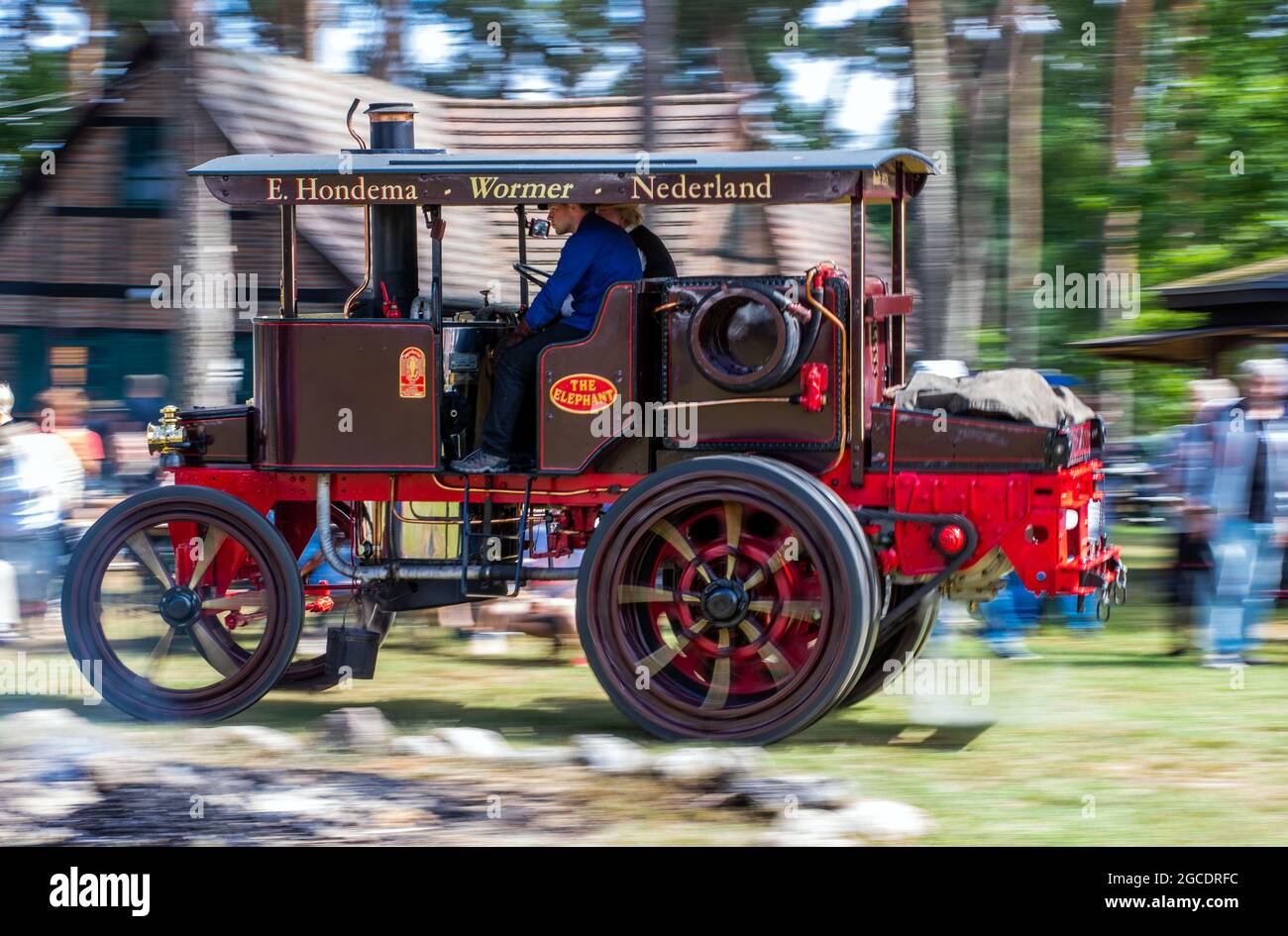 Alt Schwerin, Germany. 08th Aug, 2021. The 1924-built locomobile "The ...