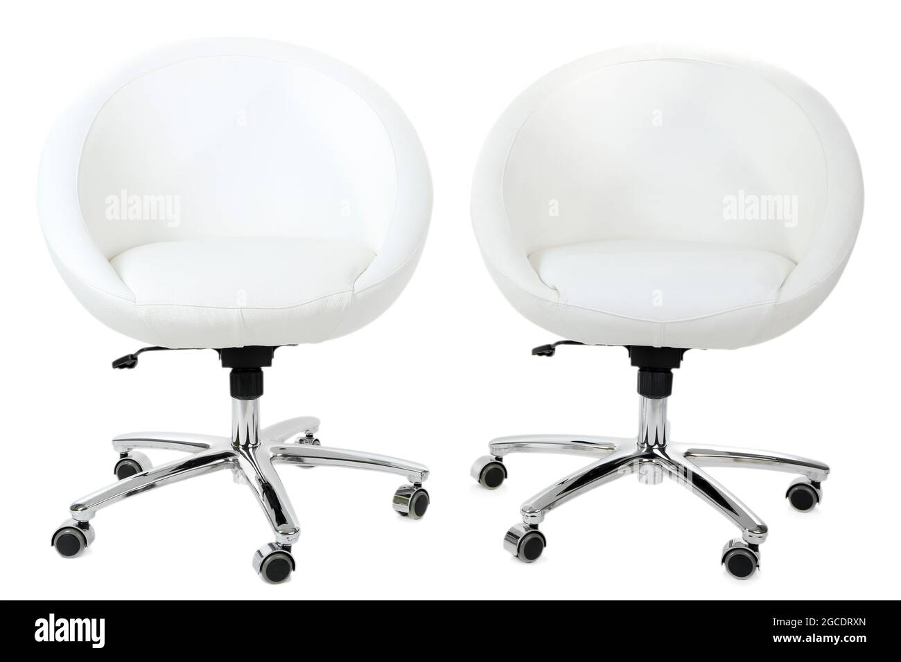 White chairs isolated on white Stock Photo - Alamy