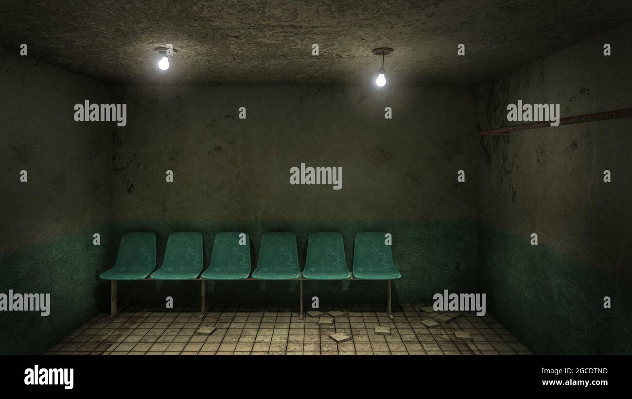 Horror and creepy seat waiting in front of the examination room in the ...