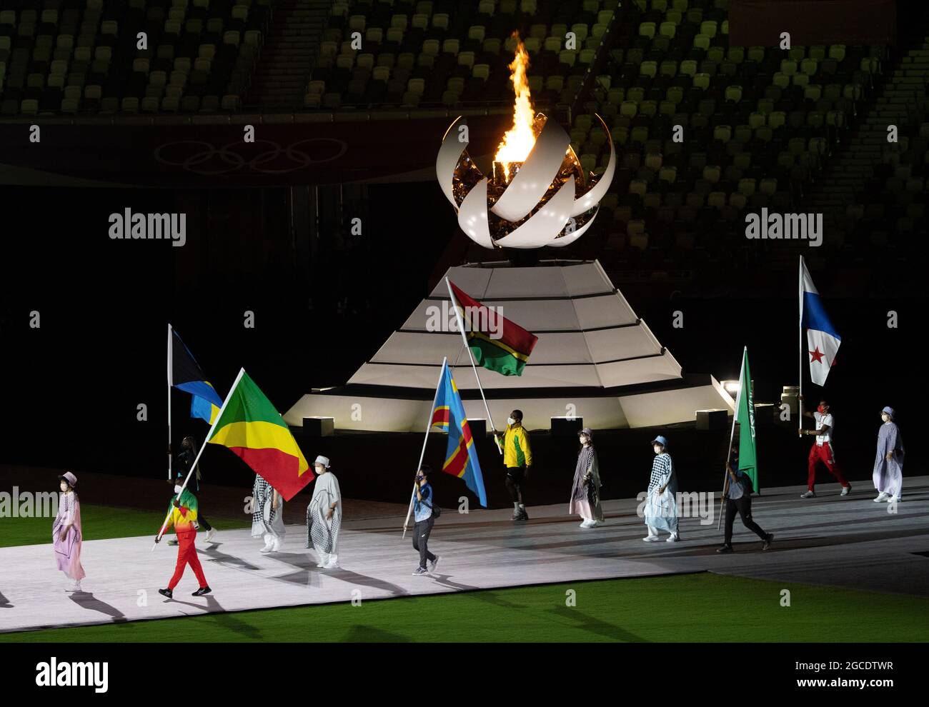 Tokyo, Kanto, Japan. 8th Aug, 2021. The flags of the nations are ...