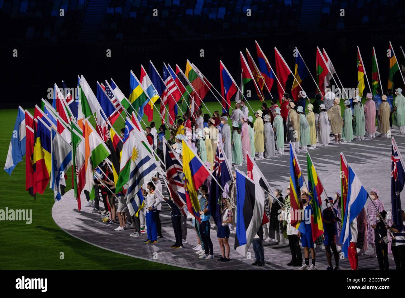 Tokyo, Kanto, Japan. 8th Aug, 2021. The flags of the nations are ...
