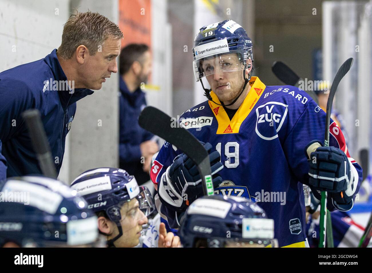 Head Coach Dan Tangnes (EV Zug) and his new signing Niklas Hansson # 19 ...