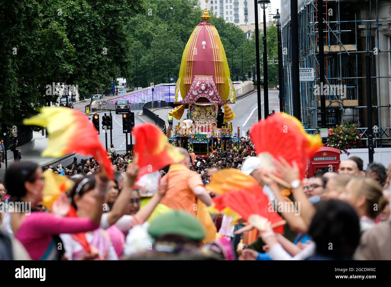 London, UK. 8th August 2021. The London Rathayatra 2021, the Hare ...
